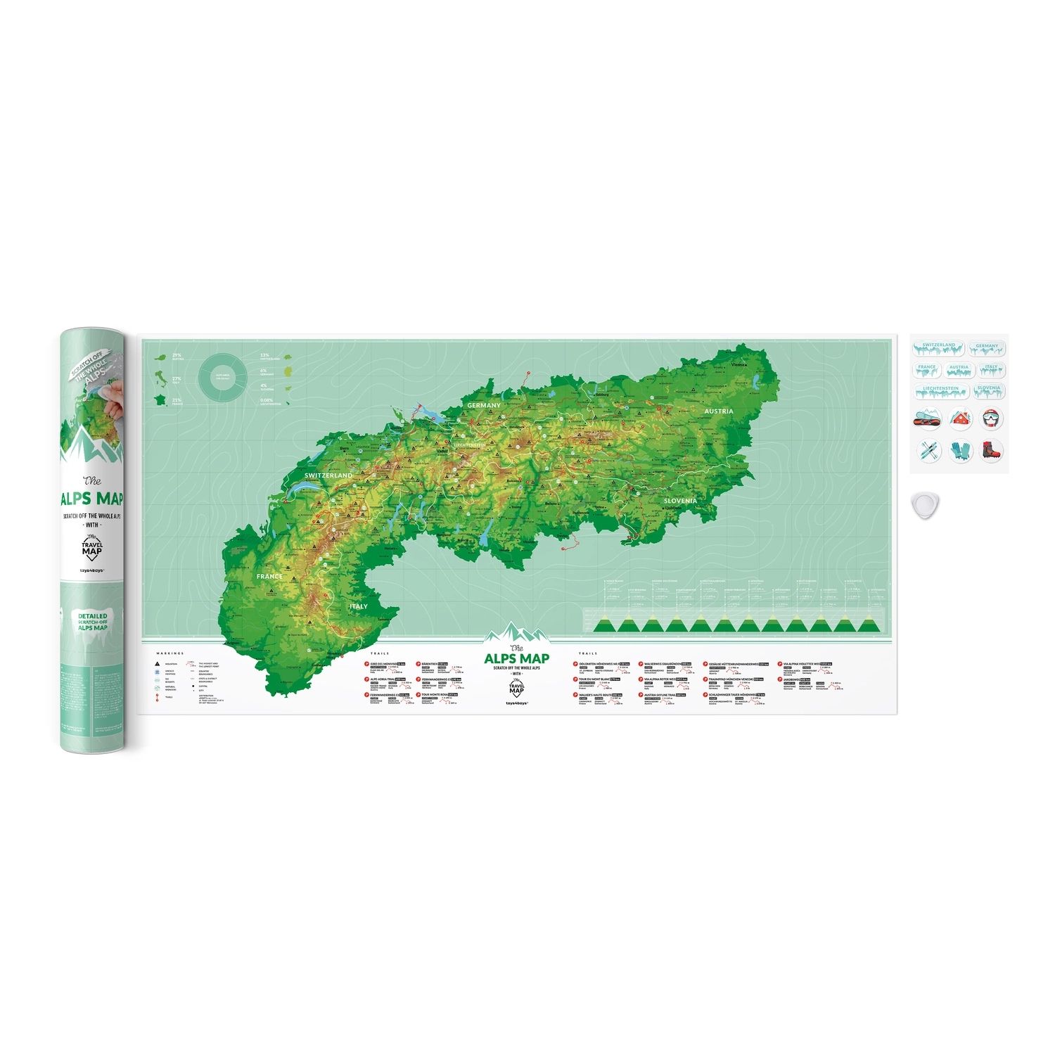 Mapa zdrapka "Travel Map™ Alps" | 1DEA.me - Arena.pl
