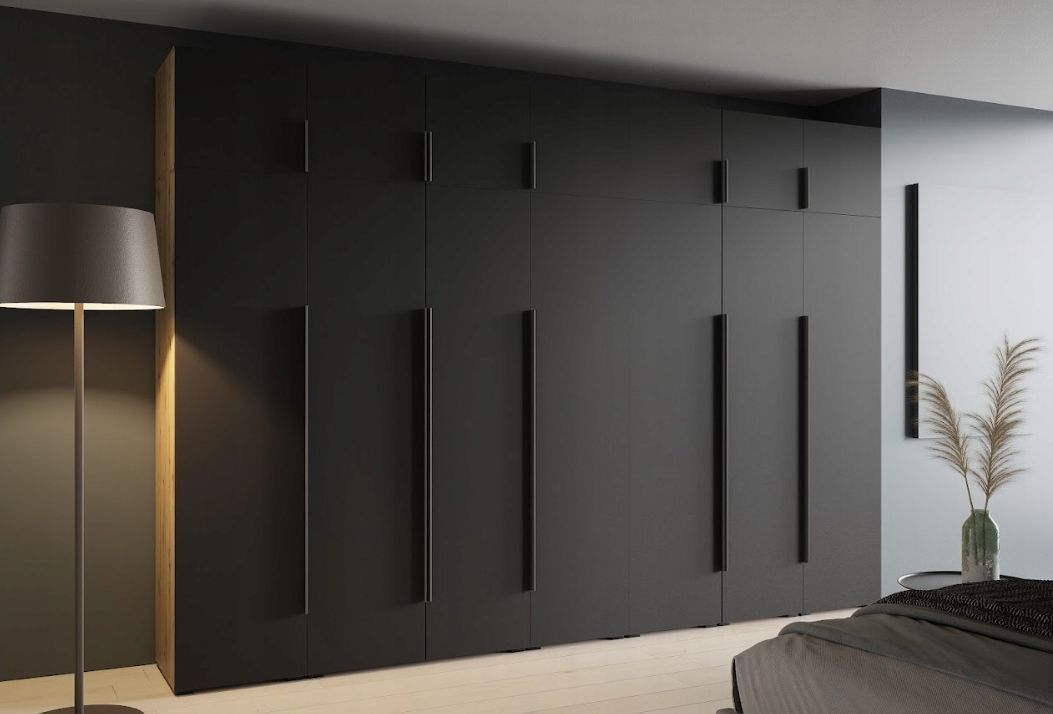 Nowoczesna Szafa 350 cm Biała Gładka Uchwyty Różne Kolory OLENA DK ...