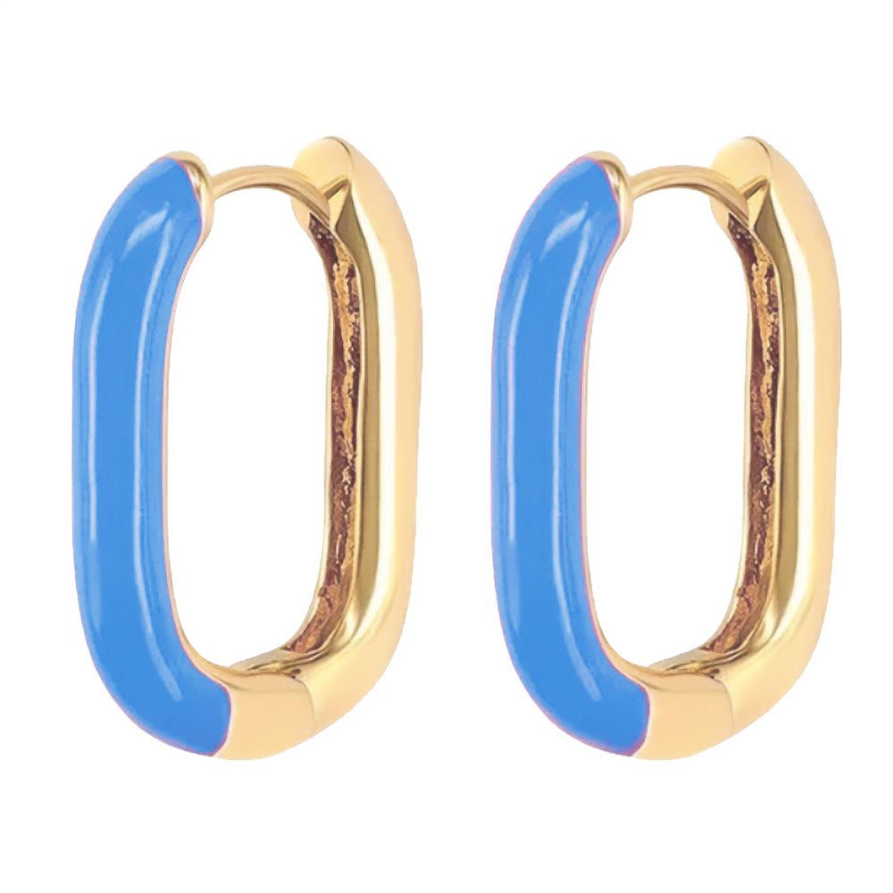 Kolczyki Elipsa Stal Emalia Niebieski Złote - Arena.pl