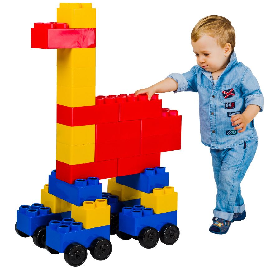 Polskie MEGA Klocki GIGANTY cegły +kółka 65 szt - Arena.pl