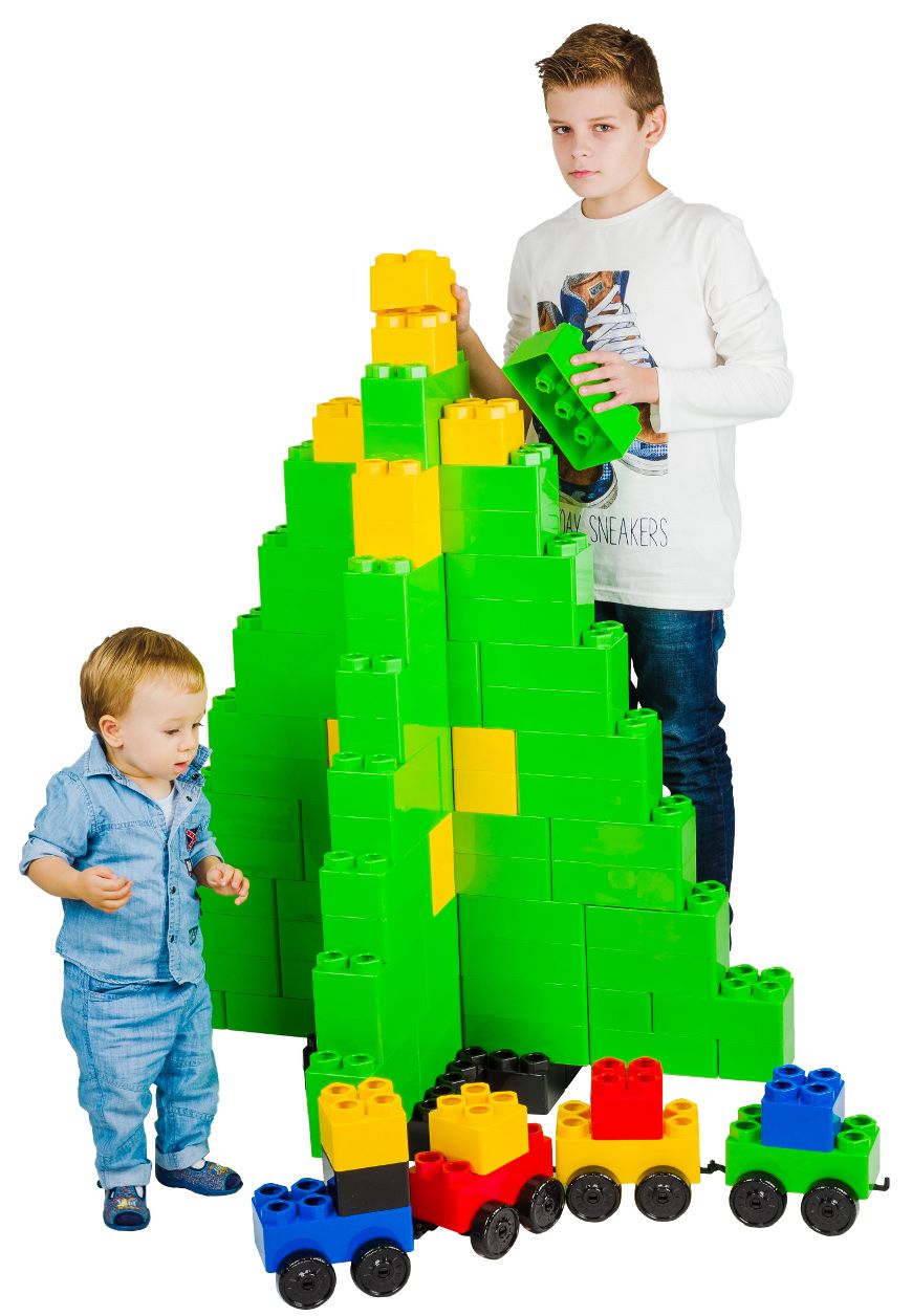 Polskie MEGA Klocki GIGANTY cegły + kółka 141 el. - Arena.pl