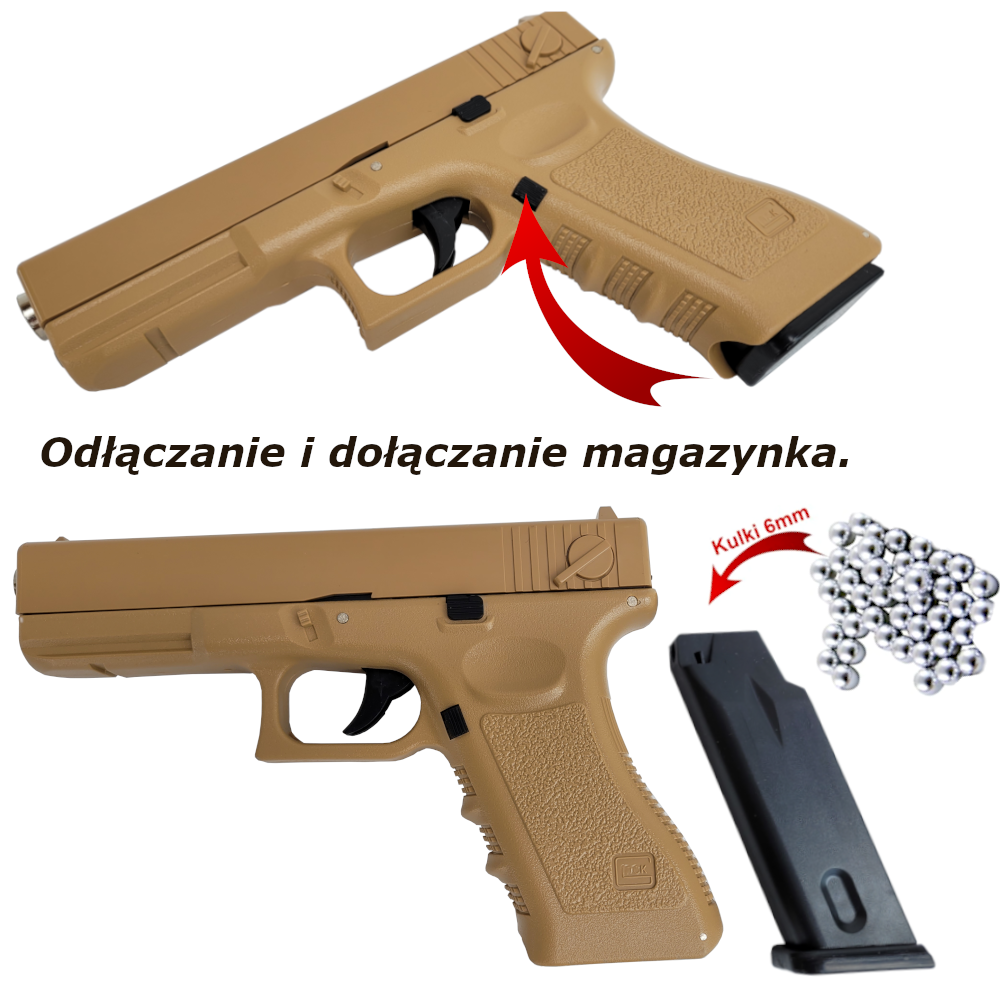Glock 17 Replika ASG Pistolet Na Kulki + Tarcze - Arena.pl