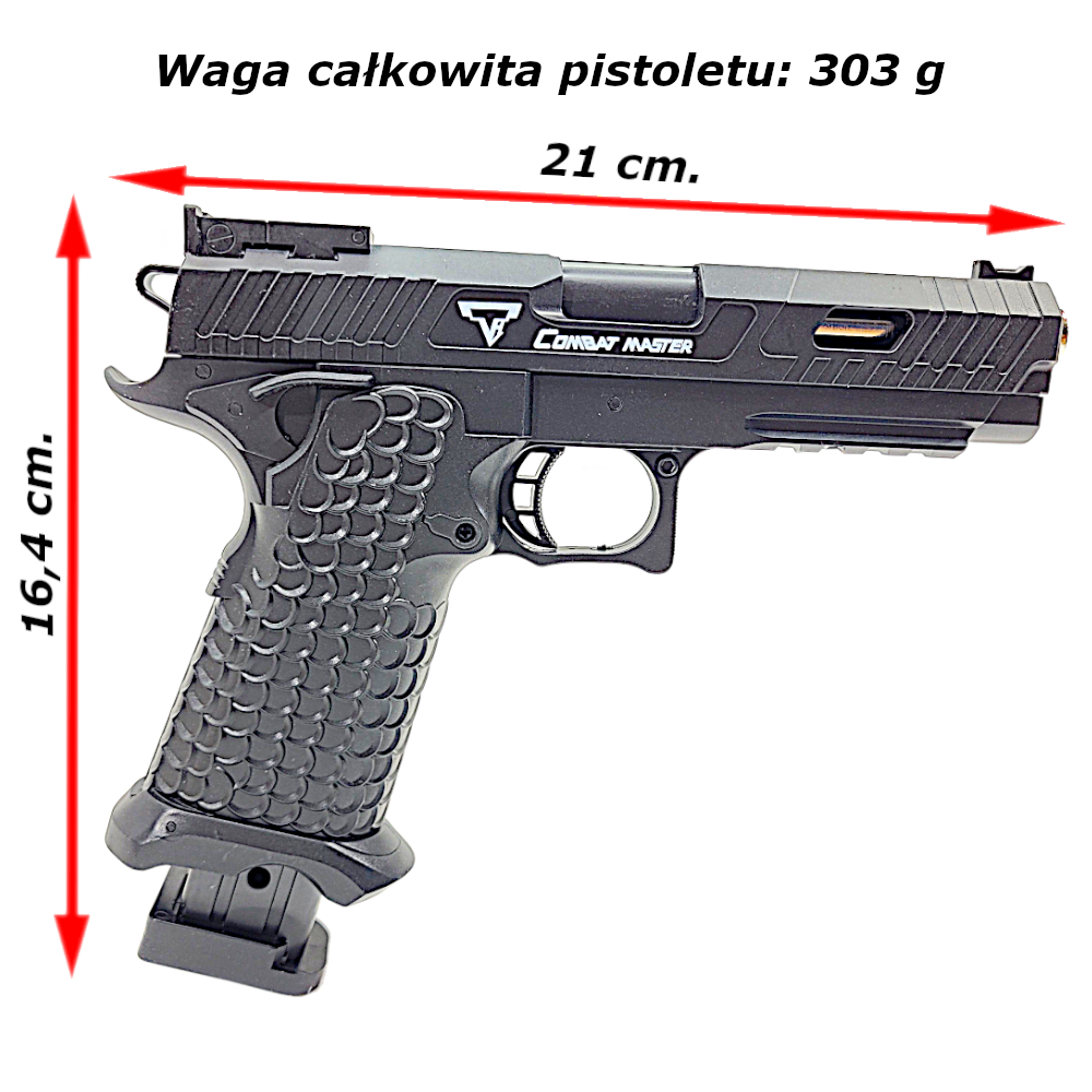 Pistolet COMBAT MASTER na kulki ASG Replika Broni 6mm+Granat 800 szt ...